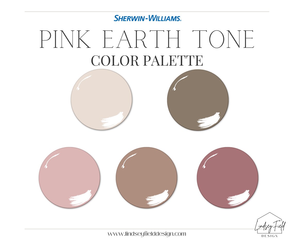 Pink Earth Tone Paint Color Palette Sherwin Williams Color of the Year ...