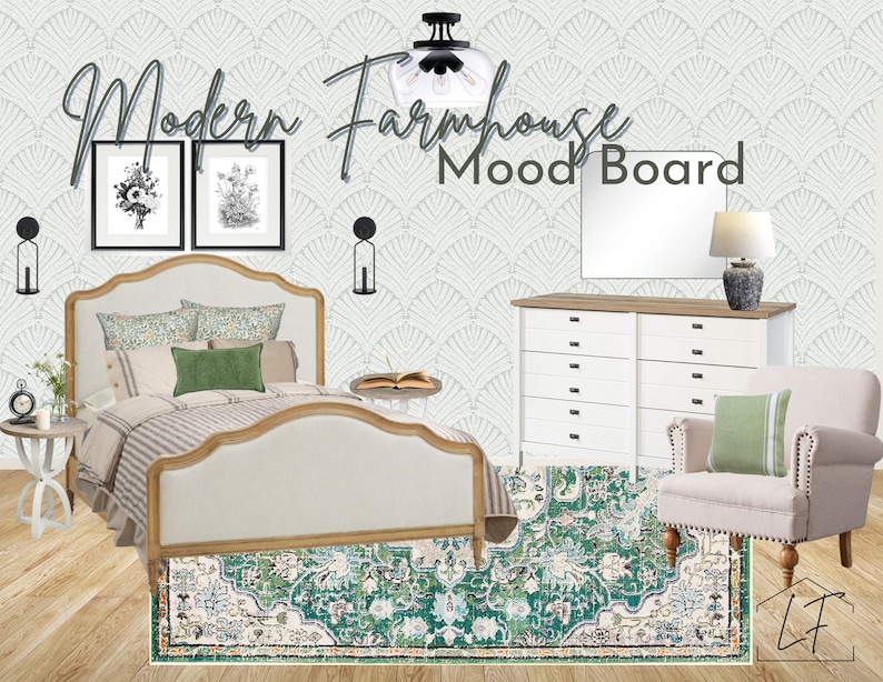 Modern Farmhouse Home Design Mood Board Bundle | 4 Rooms | Airbnb ...