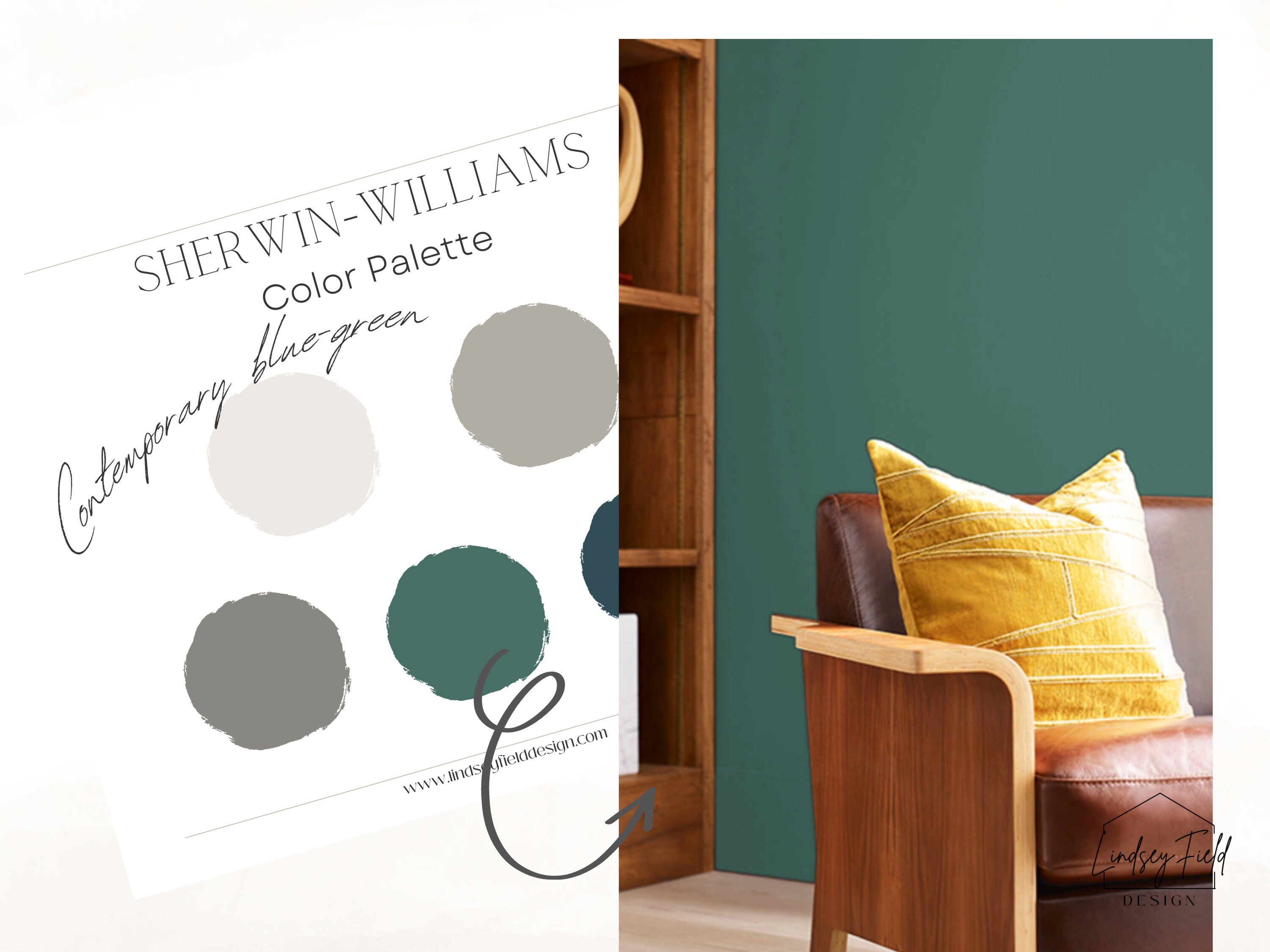 Bold Blue Green Paint Color Palette | Sherwin Williams - Etsy