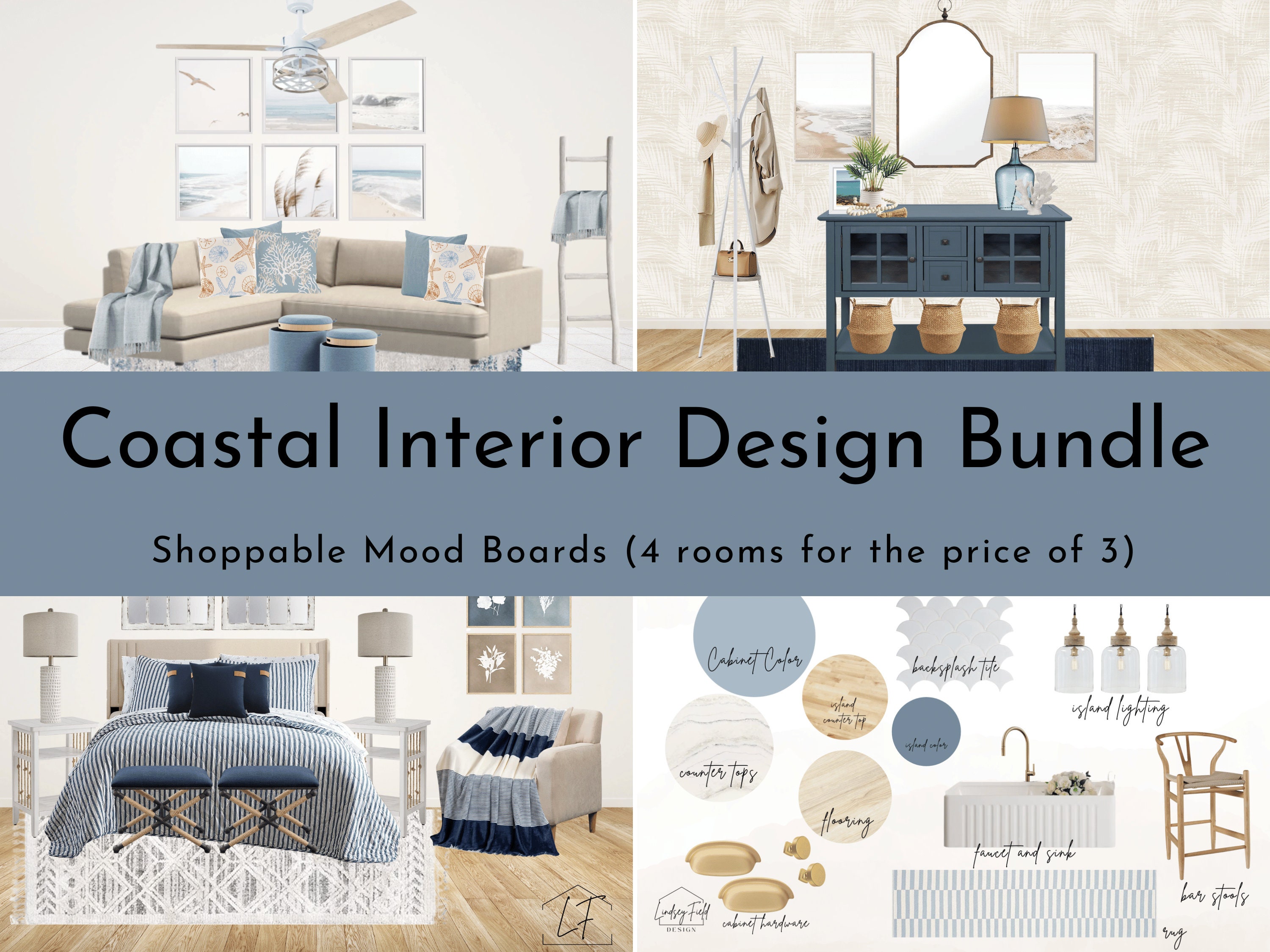 Coastal Home Design Mood Board Bundle | Coastal | Beach | Airbnb ...