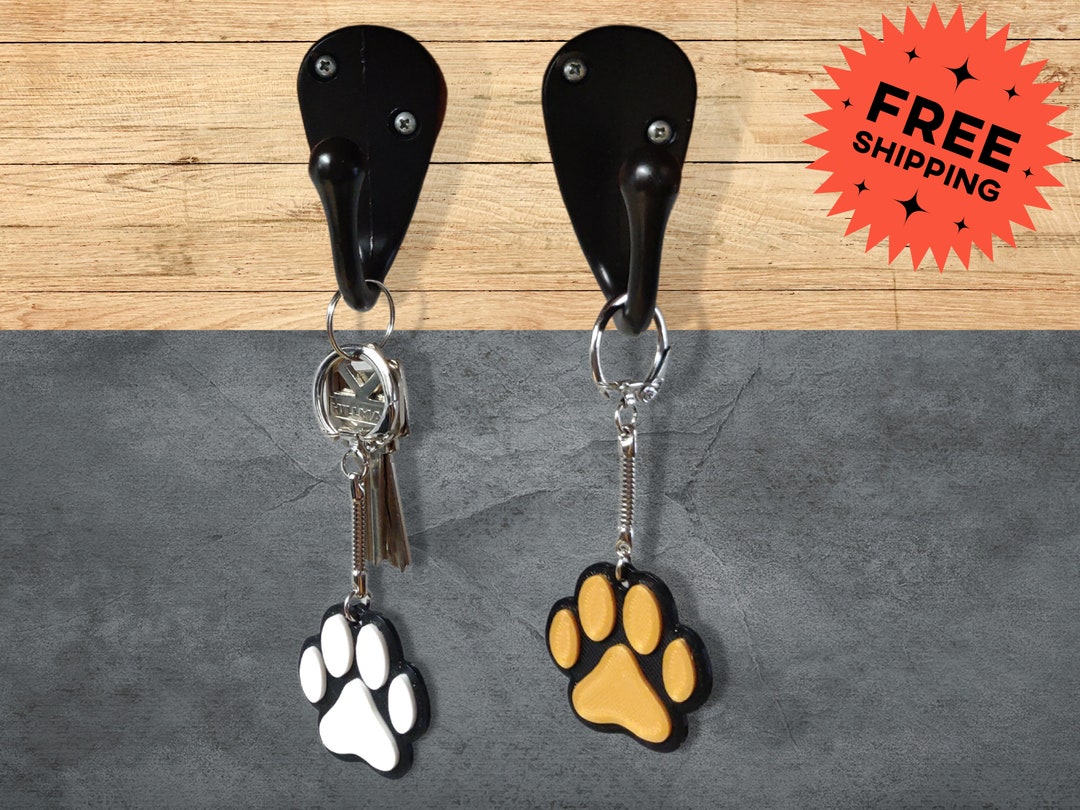 Customizable Dog Paw Print Keychain - Etsy