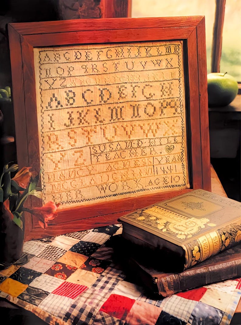 ANTIQUE ALPHABET SAMPLER | Digital Download Cross-stitch Pattern, 1940s ...