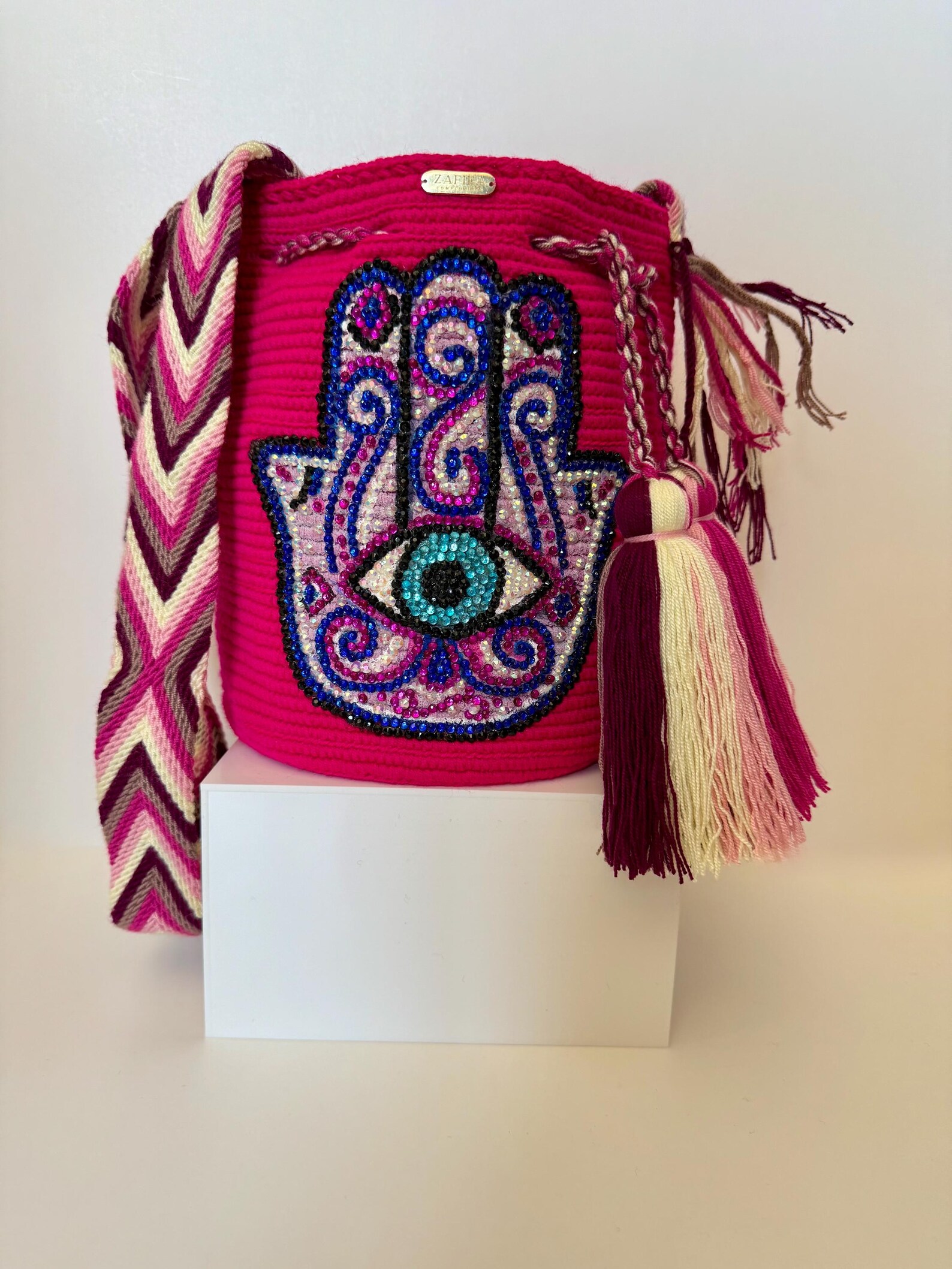 Bolso Wayuu Evil Eye Ojo Turco Hamsa Mano De Fátima Medium Decorado ...