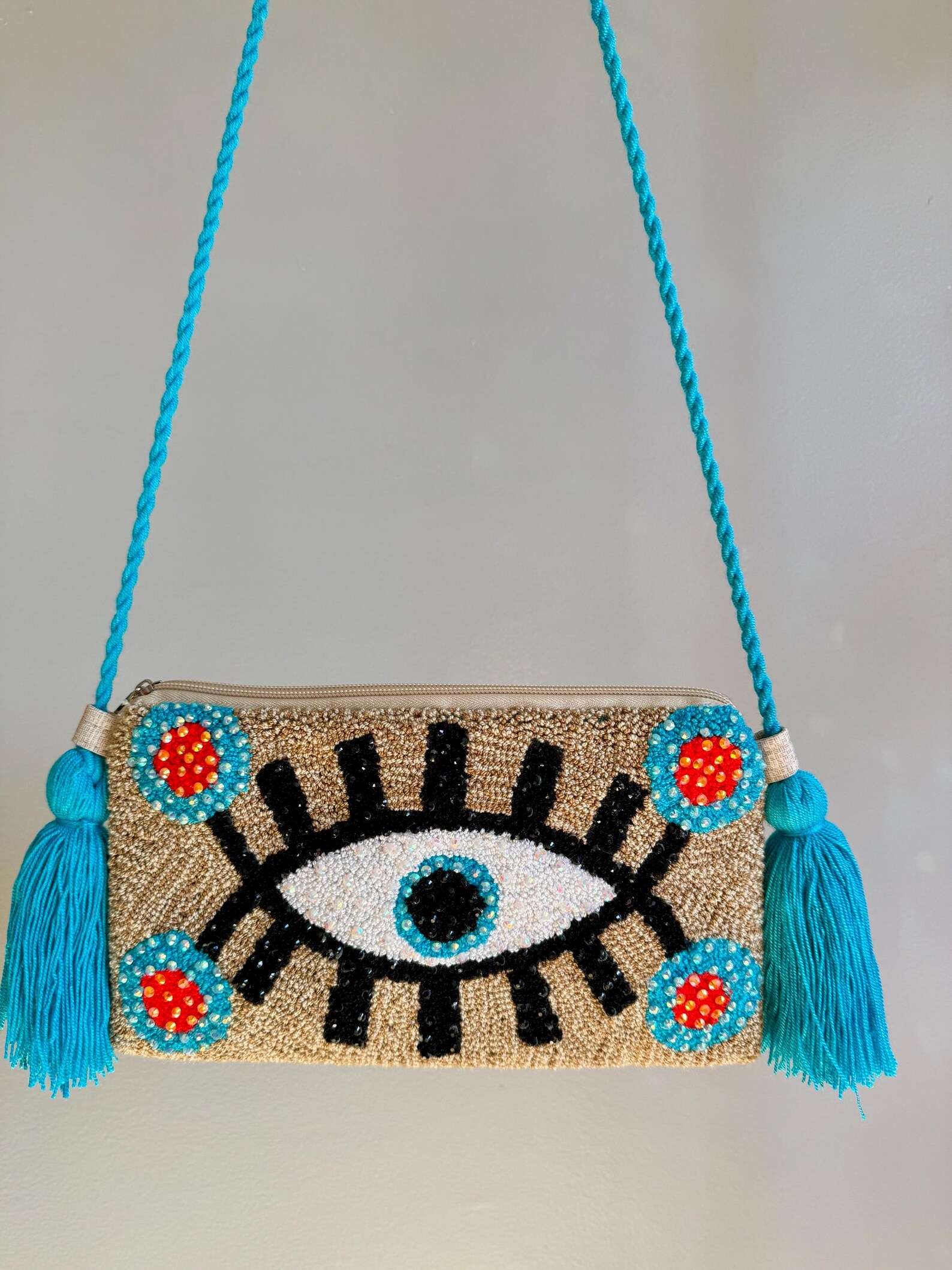 Evil Eye Ojo Turco Clutch Wayuu Tapizado Decorado Manos Libres ...