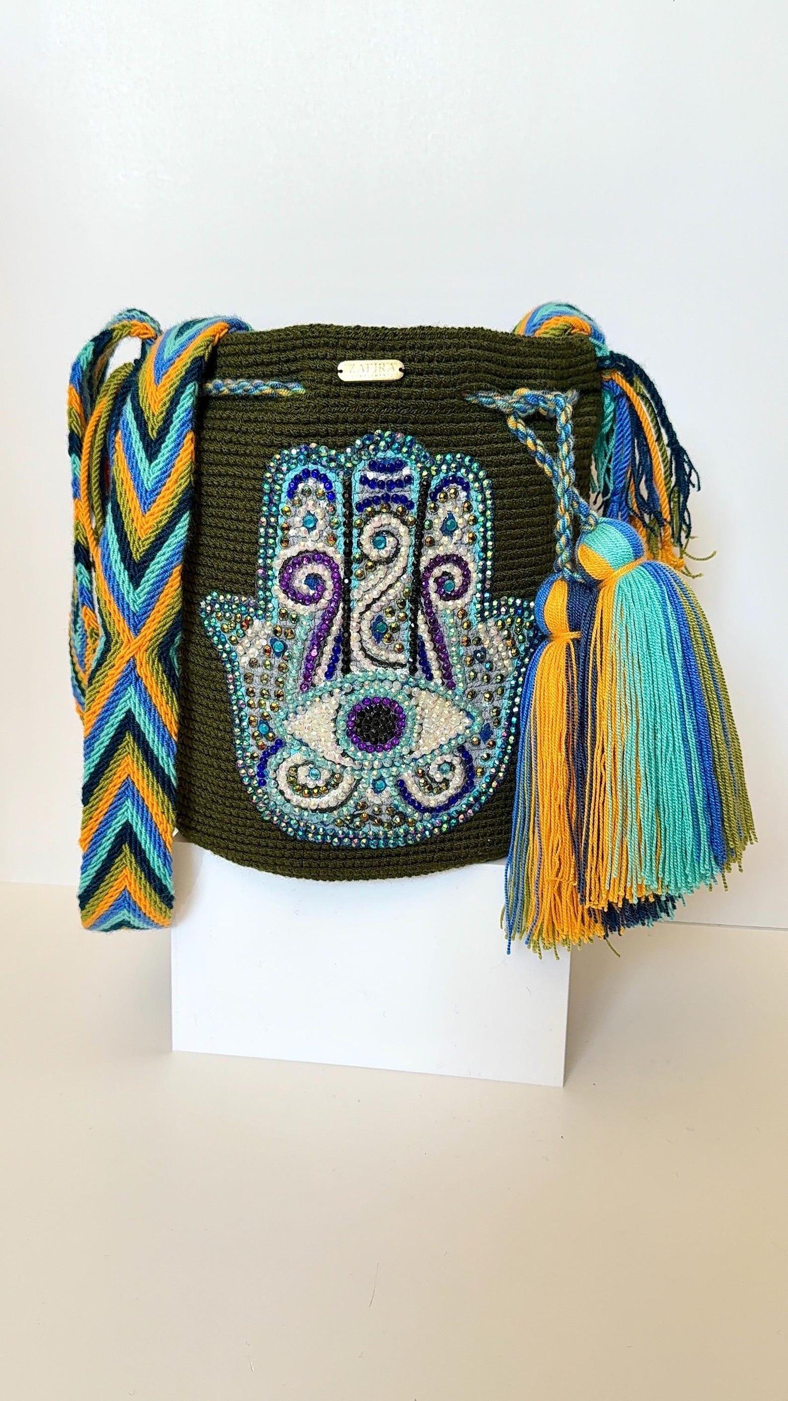 Bolso Wayuu Evil Eye Ojo Turco Hamsa Mano De Fátima Medium Decorado ...