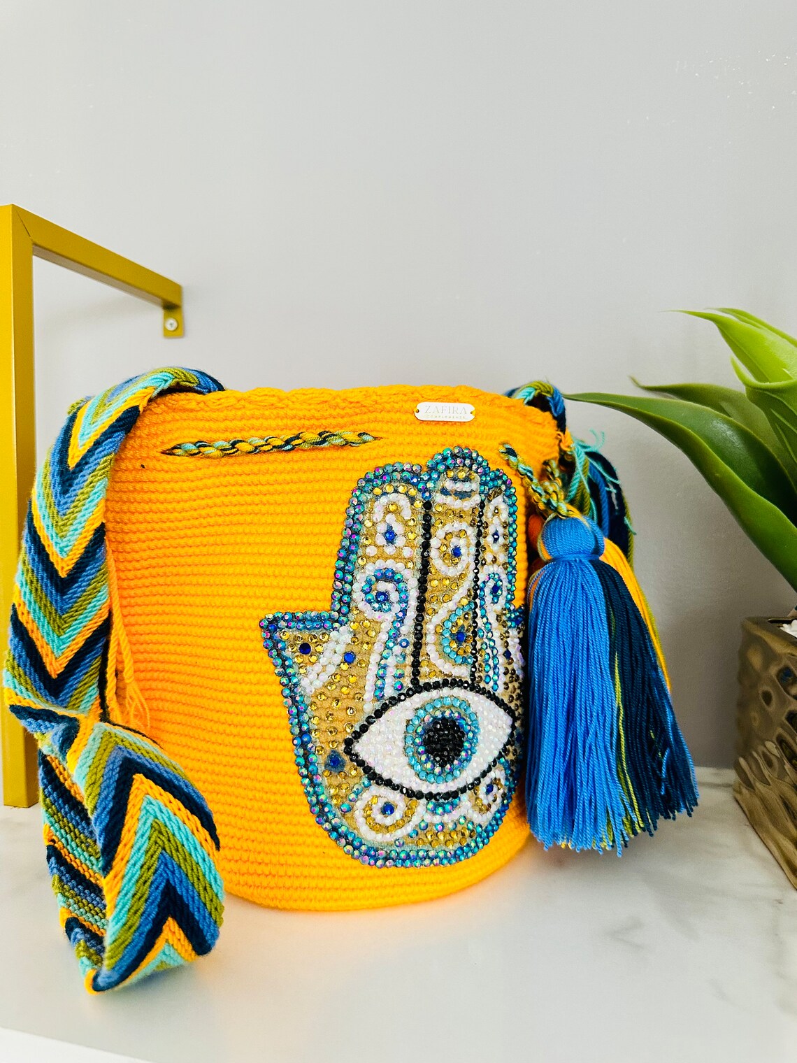 Bolso Wayuu Evil Eye Ojo Turco Hamsa Mano De Fátima Medium Decorado ...