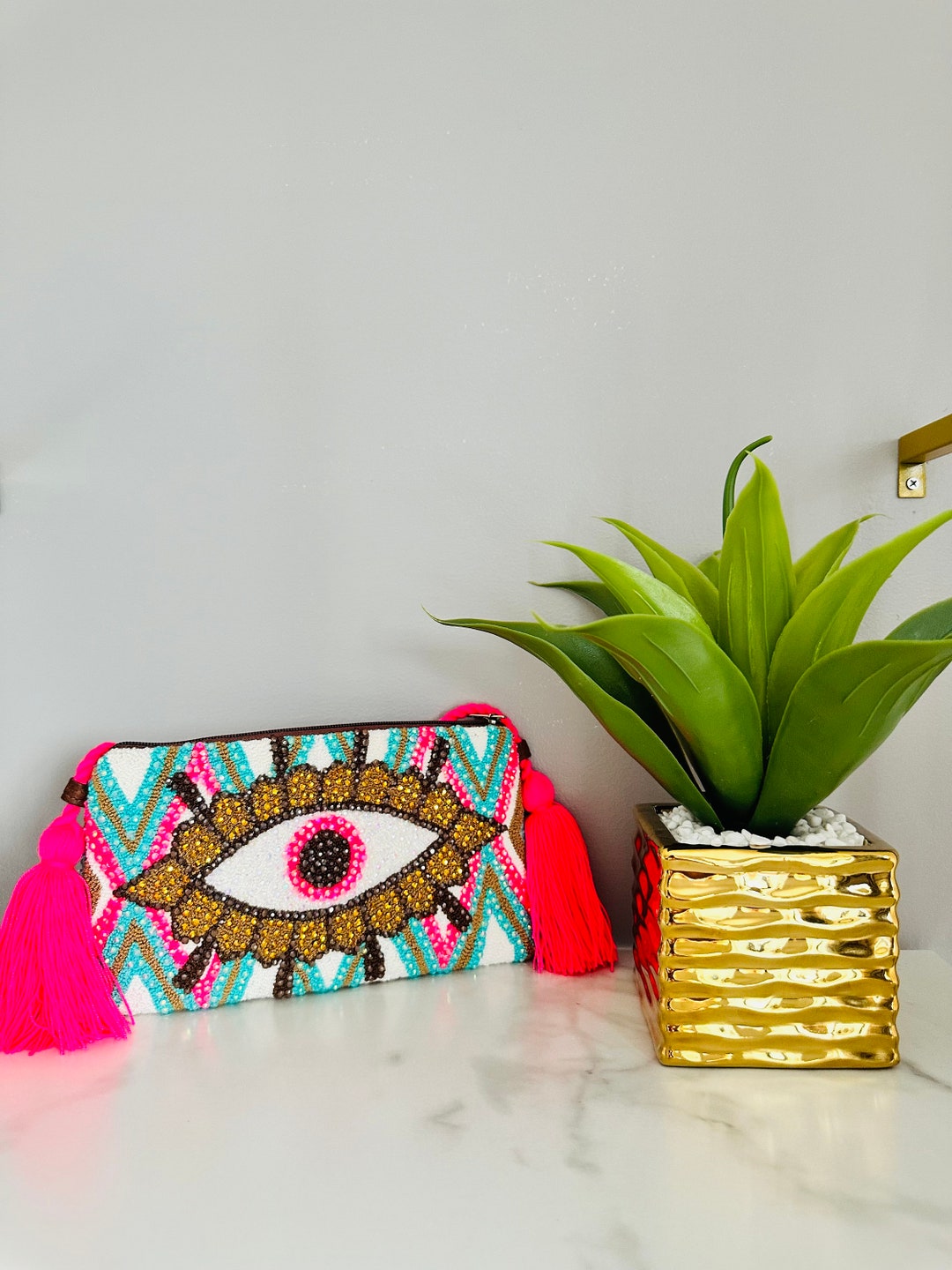 Evil Eye Ojo Turco Clutch Wayuu Tapizado Decorado Manos Libres ...