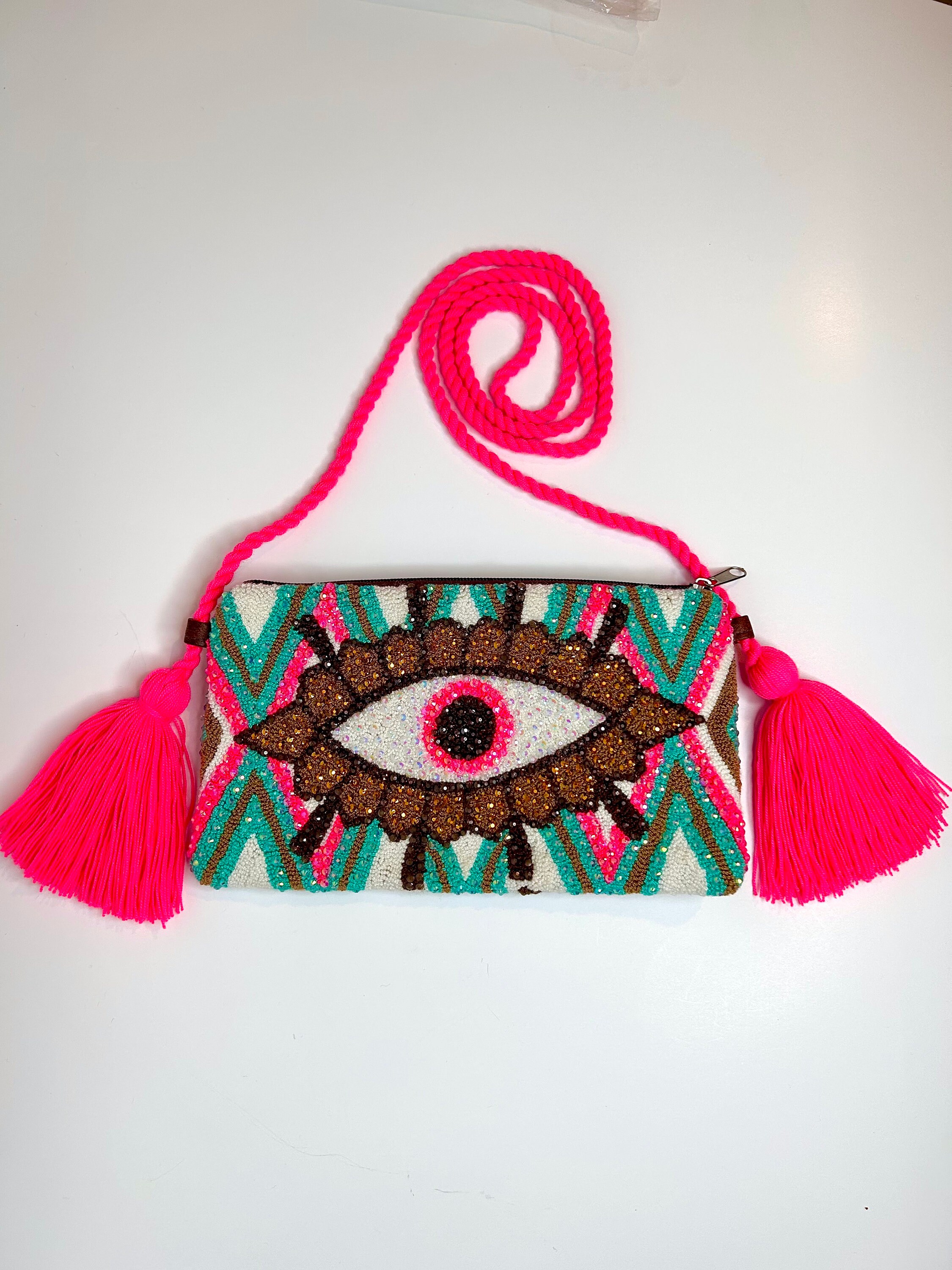 Evil Eye Ojo Turco Clutch Wayuu Tapizado Decorado Manos Libres ...