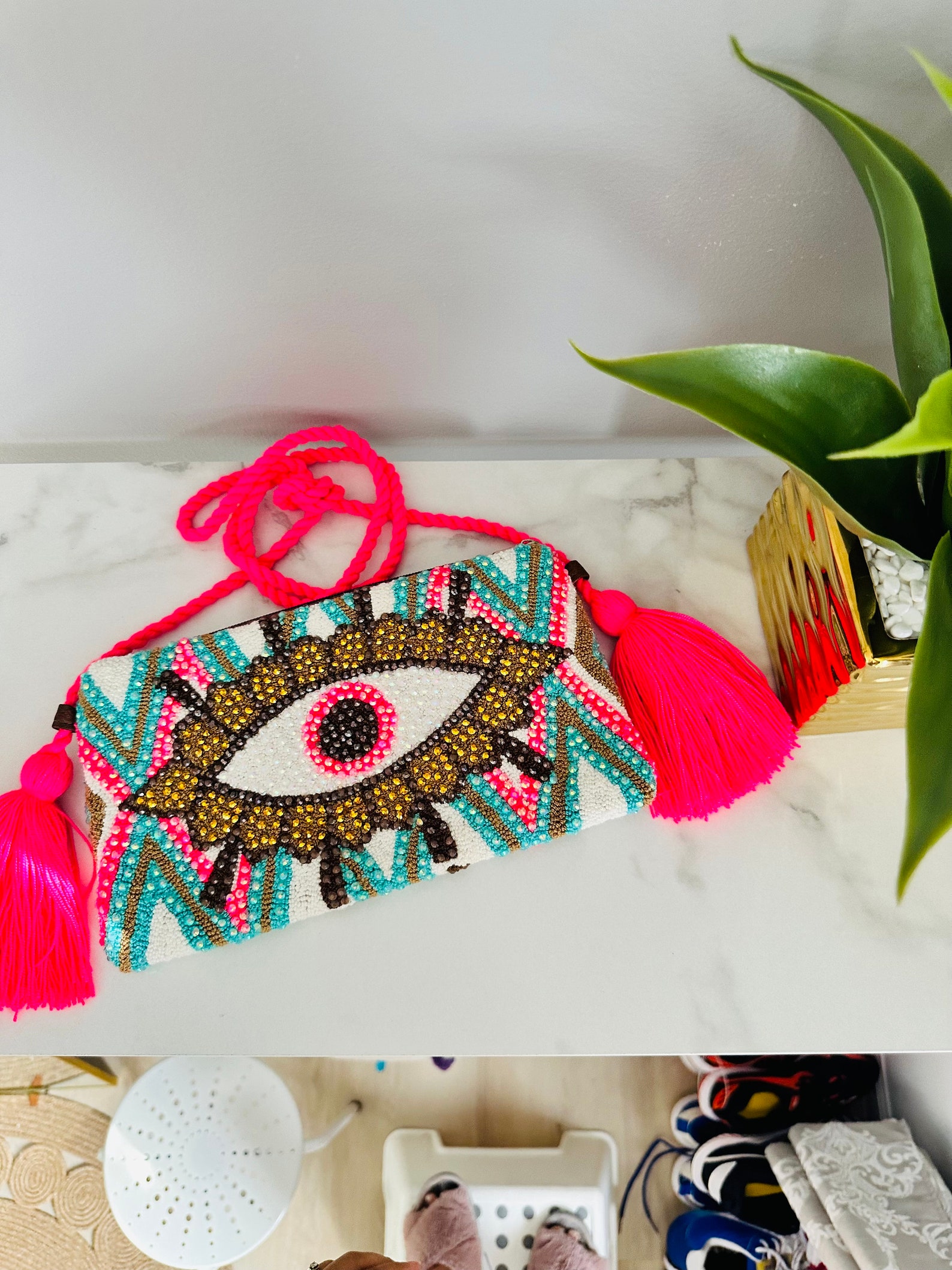 Evil Eye Ojo Turco Clutch Wayuu Tapizado Decorado Manos Libres ...