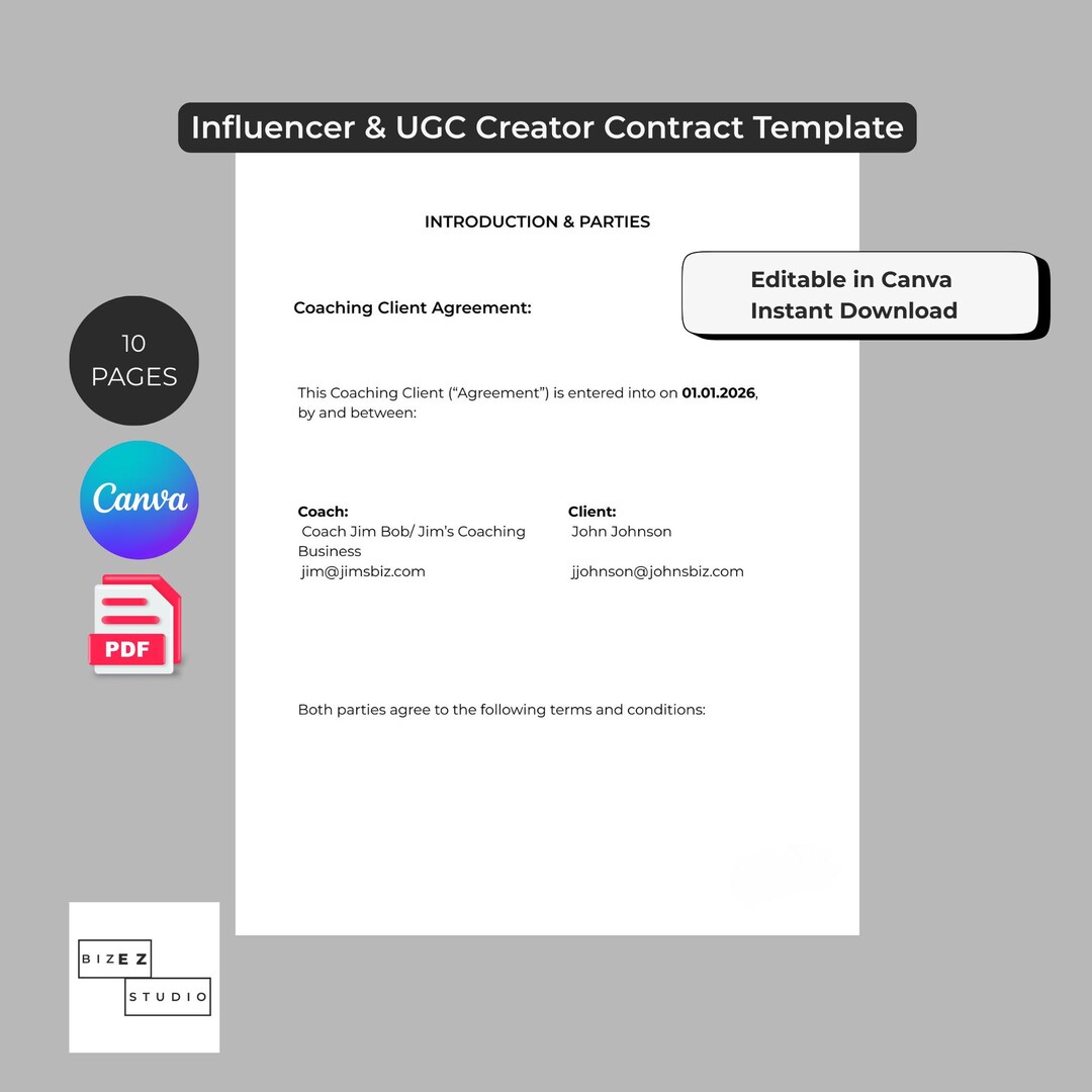 Influencer and UGC Creator Contract Template for Brand Collaborations ...