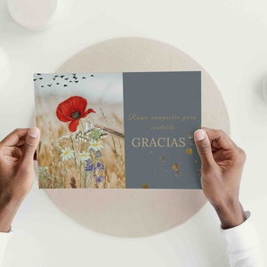 Carte, remerciement, merci, Printable, numérique, digital, coquelicot ...