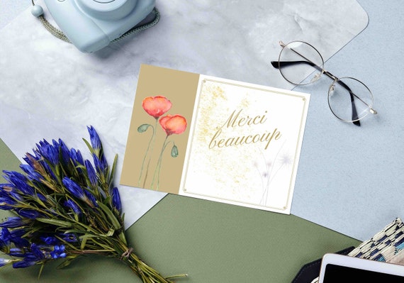 Carte Remerciement Merci Printable Numérique Digital - Etsy