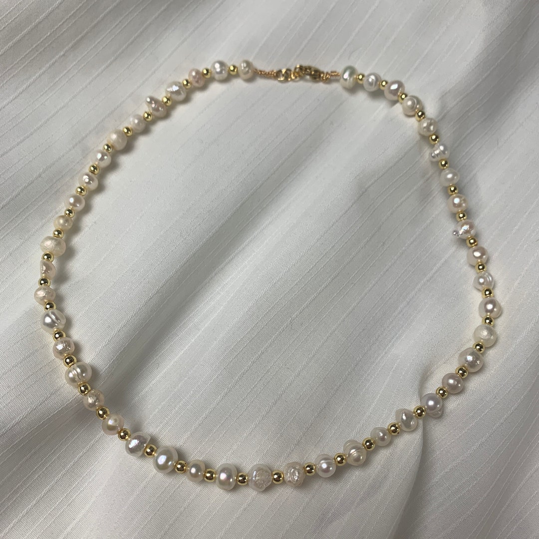 18K Gold Freshwater Natural Pearl Gold Hematite Pendant, Pearl Necklace ...