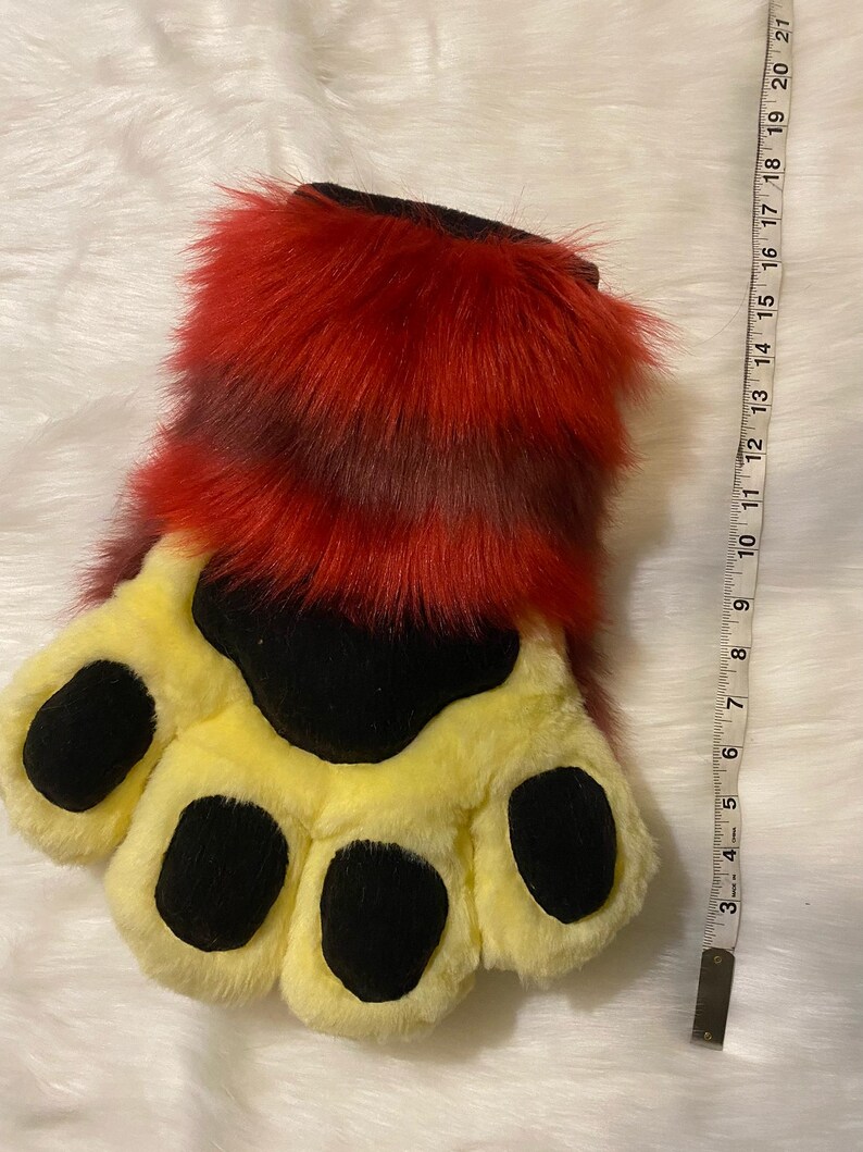 Red and Yellow Fursuit Paws and Tail Premade - Etsy