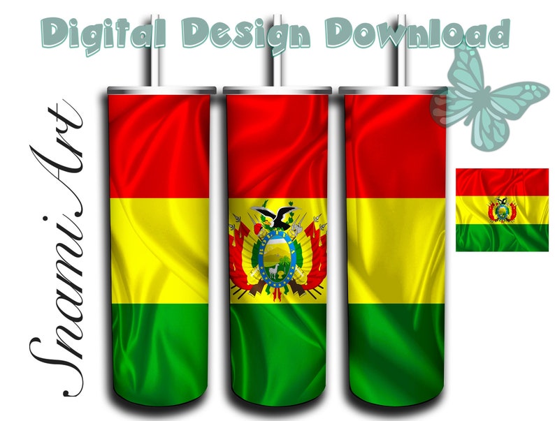 Bolivia Flag- ADD Your Name Design for 20oz Skinny Tumbler Sublimation ...