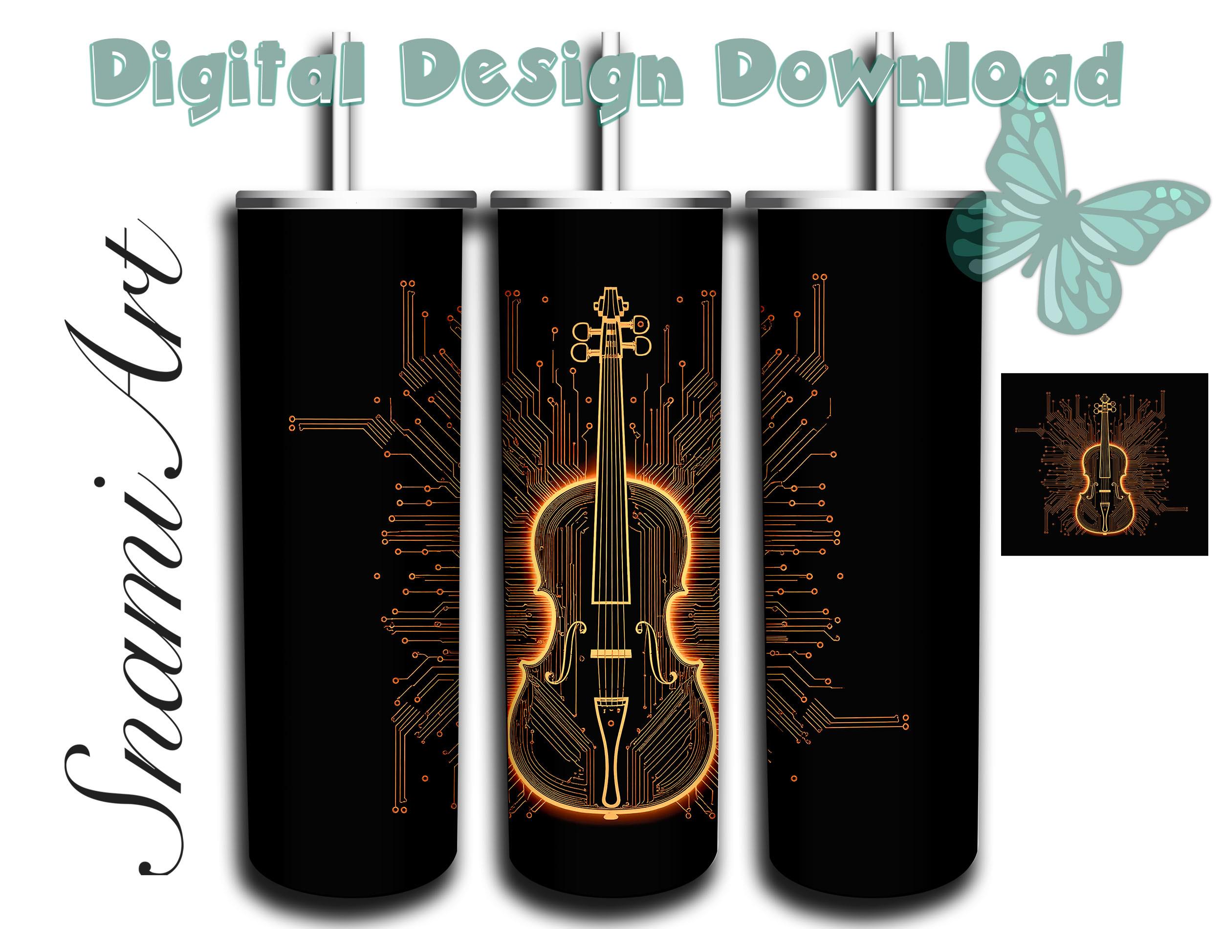 Cello Guitar Design for 20oz Skinny Tumbler Sublimation for Straight ...
