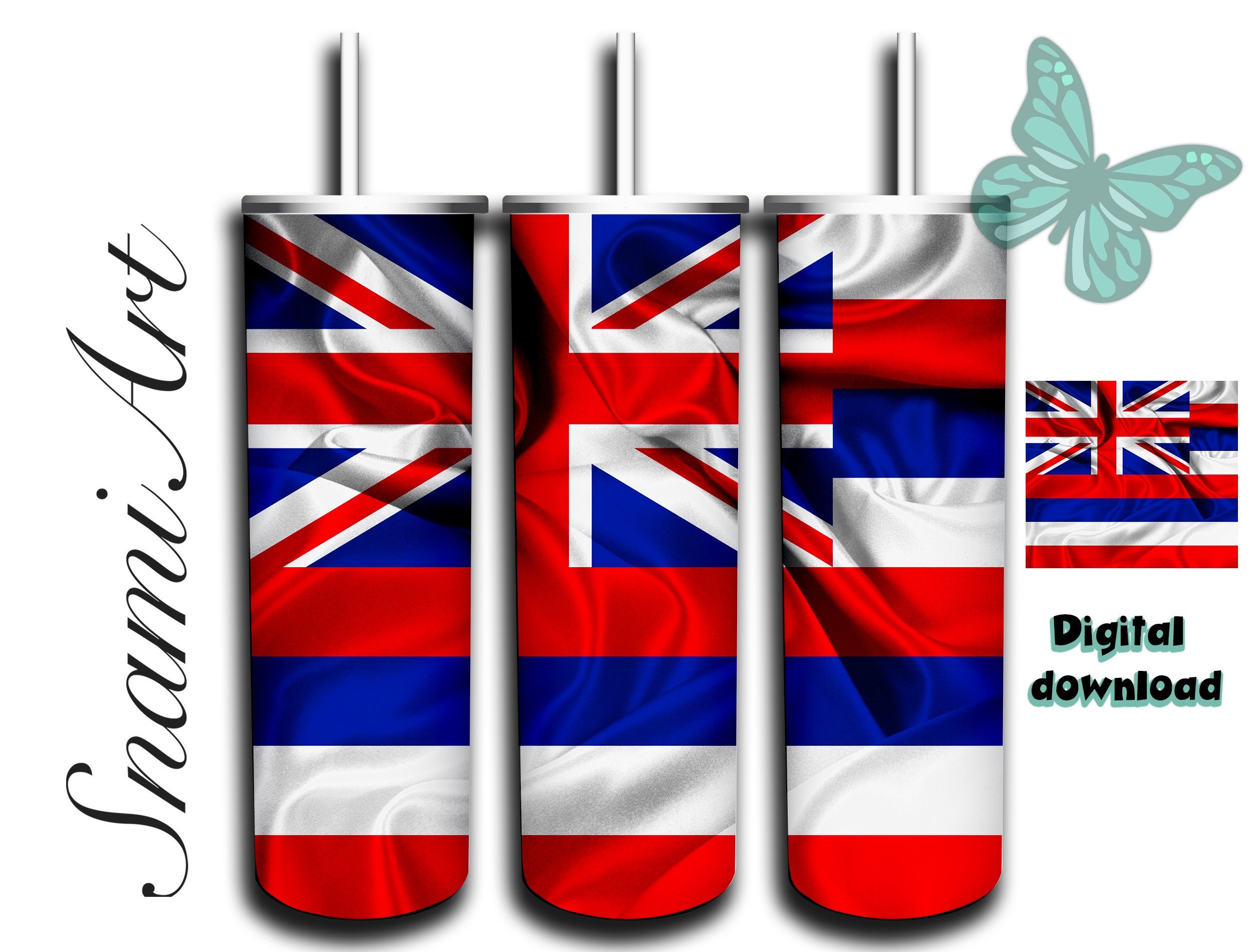 Hawaii Flag Design for 20oz Skinny Tumbler Sublimation for Straight ...