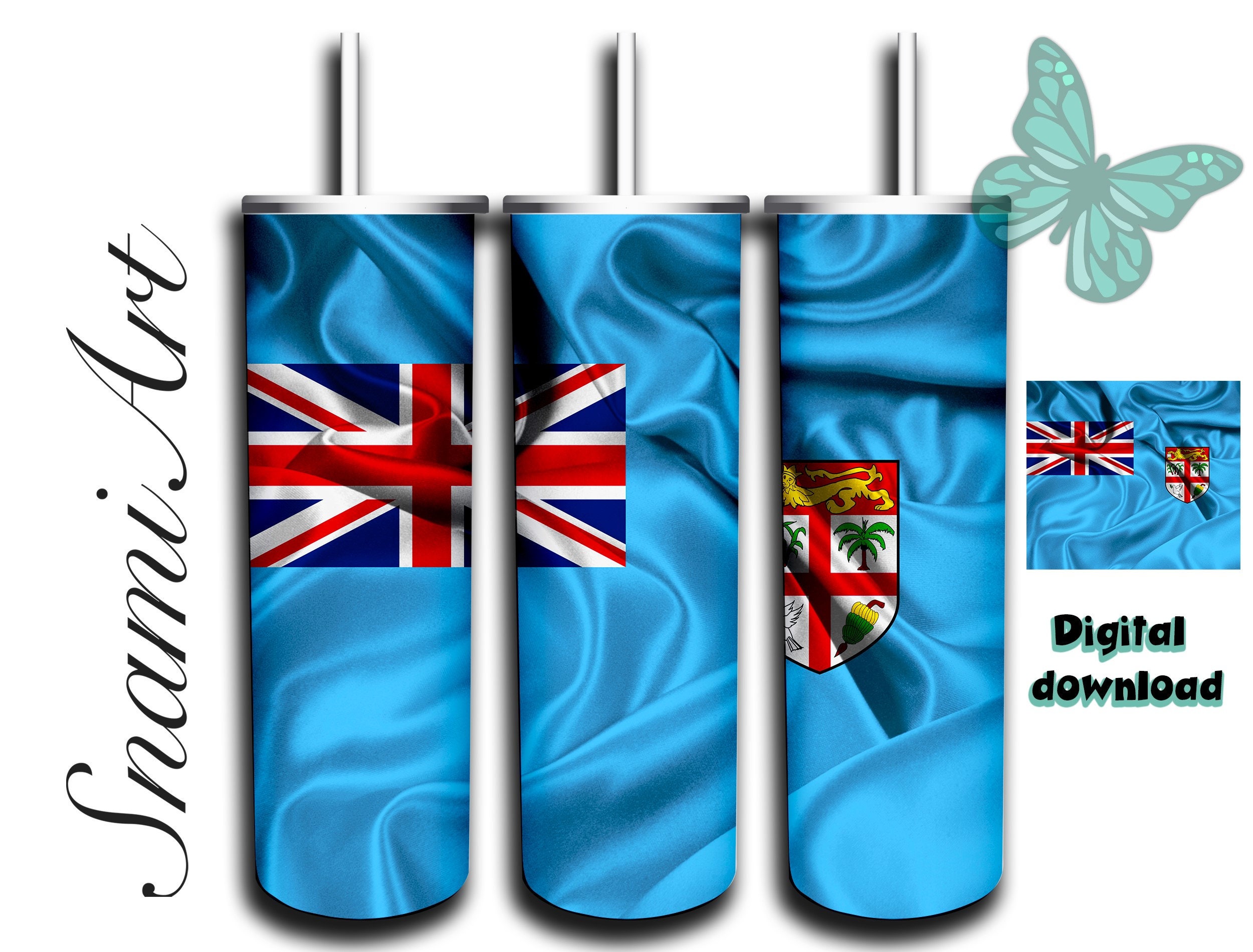 Fiji Flag Design for 20oz Skinny Tumbler Sublimation for Straight ...