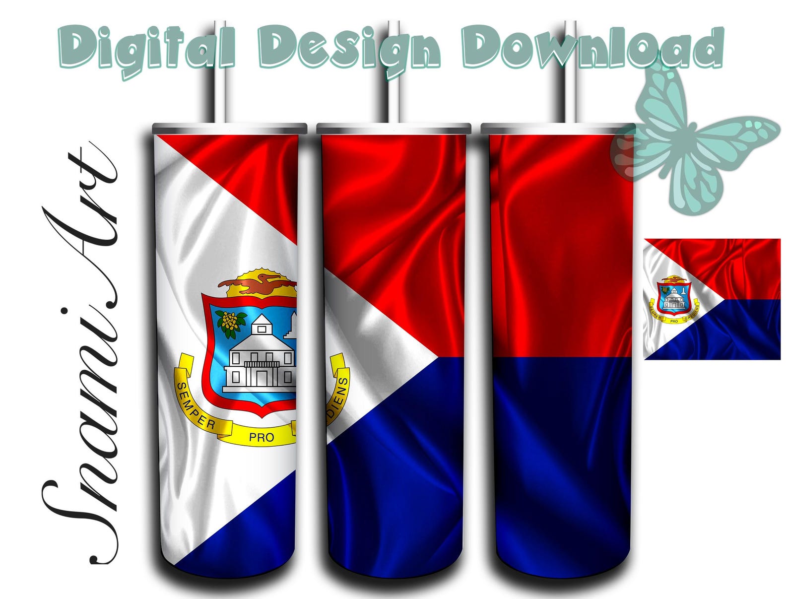 Flag of Sint Maarten Design for 20oz Skinny Tumbler Sublimation for ...
