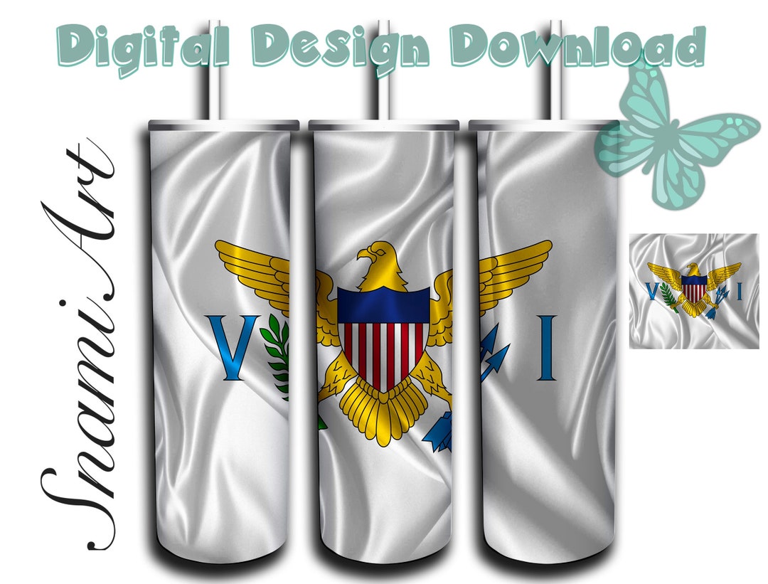 Virgin Islands Flag ADD Your Own Name Design for 20oz Skinny Tumbler ...