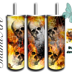 Skull Fire Skeleton Design for 20oz Skinny Tumbler - Etsy