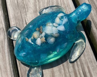 Large Sea Turtle Resin Art 4”x4” for Crafts or Decor - Etsy