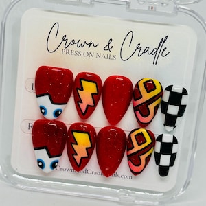 Red Lightning Press on Nails - Etsy