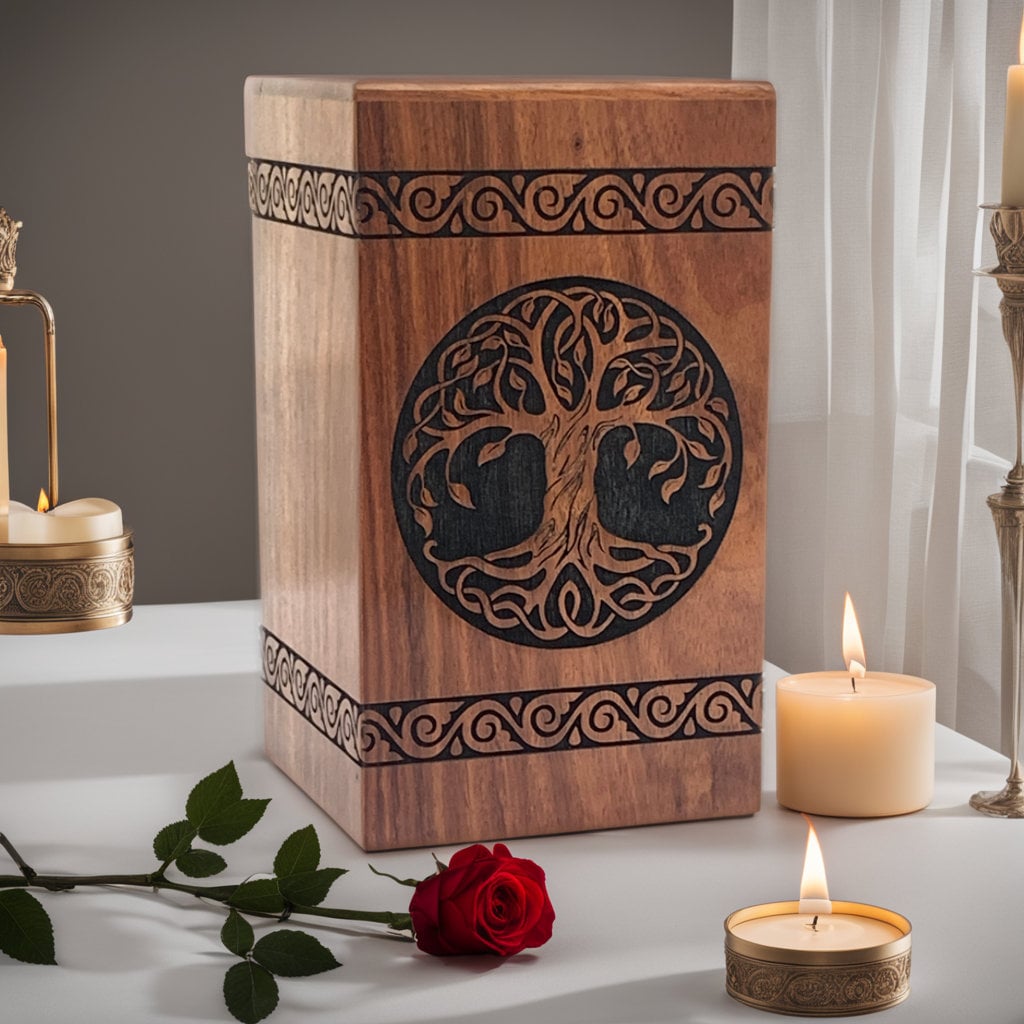 Customizable Tree of Life Ashes Urn Handcrafted Wooden Memorial ...