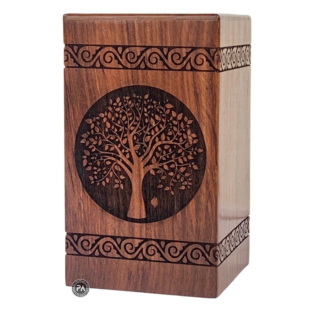 Artisan Tree of Life Memorial Urn Handcrafted Wooden Cremation Ashes ...