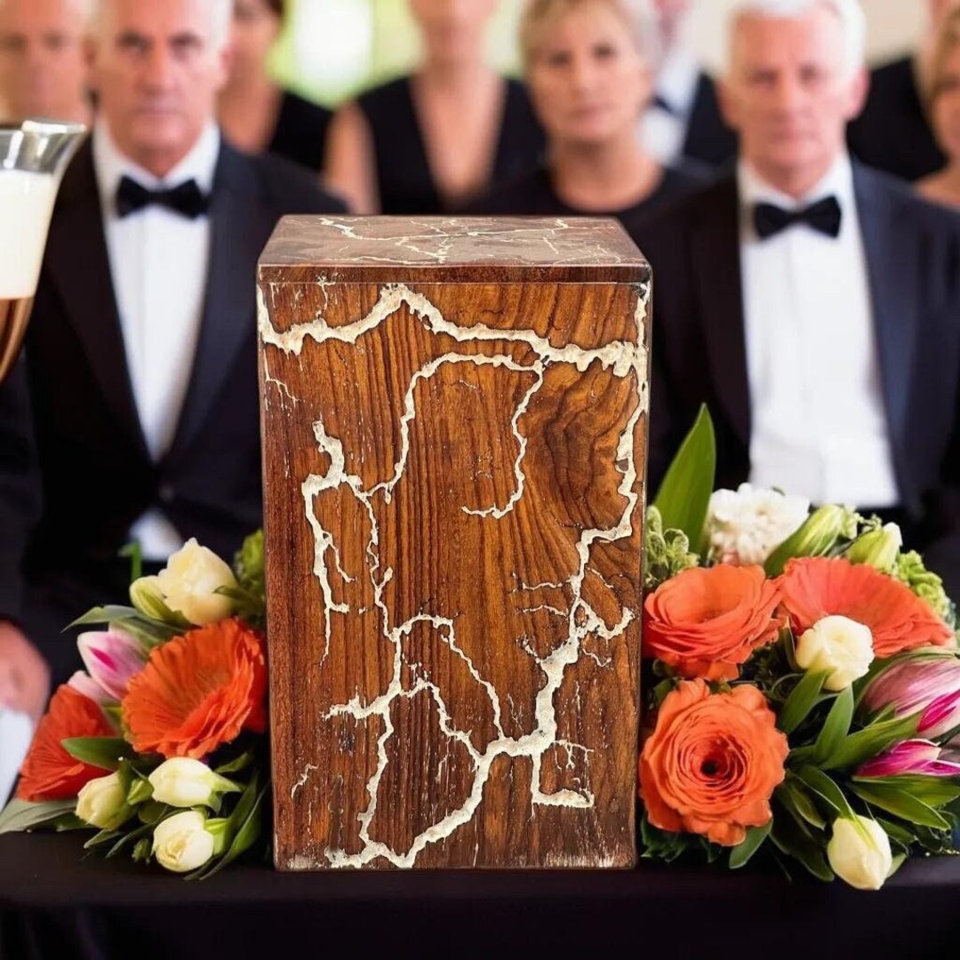 Urn Box for Human Ashes Wooden Urn Box Burial Urn for Funeral Fractal ...