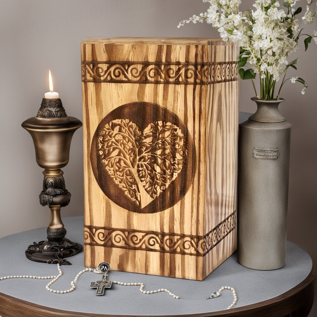 Artisan Tree of Life Memorial Urn Handcrafted Wooden Cremation Ash ...