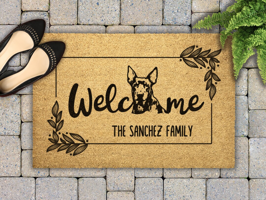Custom Doberman Doormat W/ Name or Quote, Personalized Outdoor Welcome ...