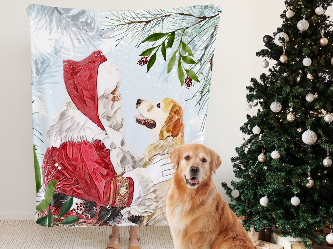 Golden Retriever Christmas Blanket, Holiday Decor for Golden Retriever ...