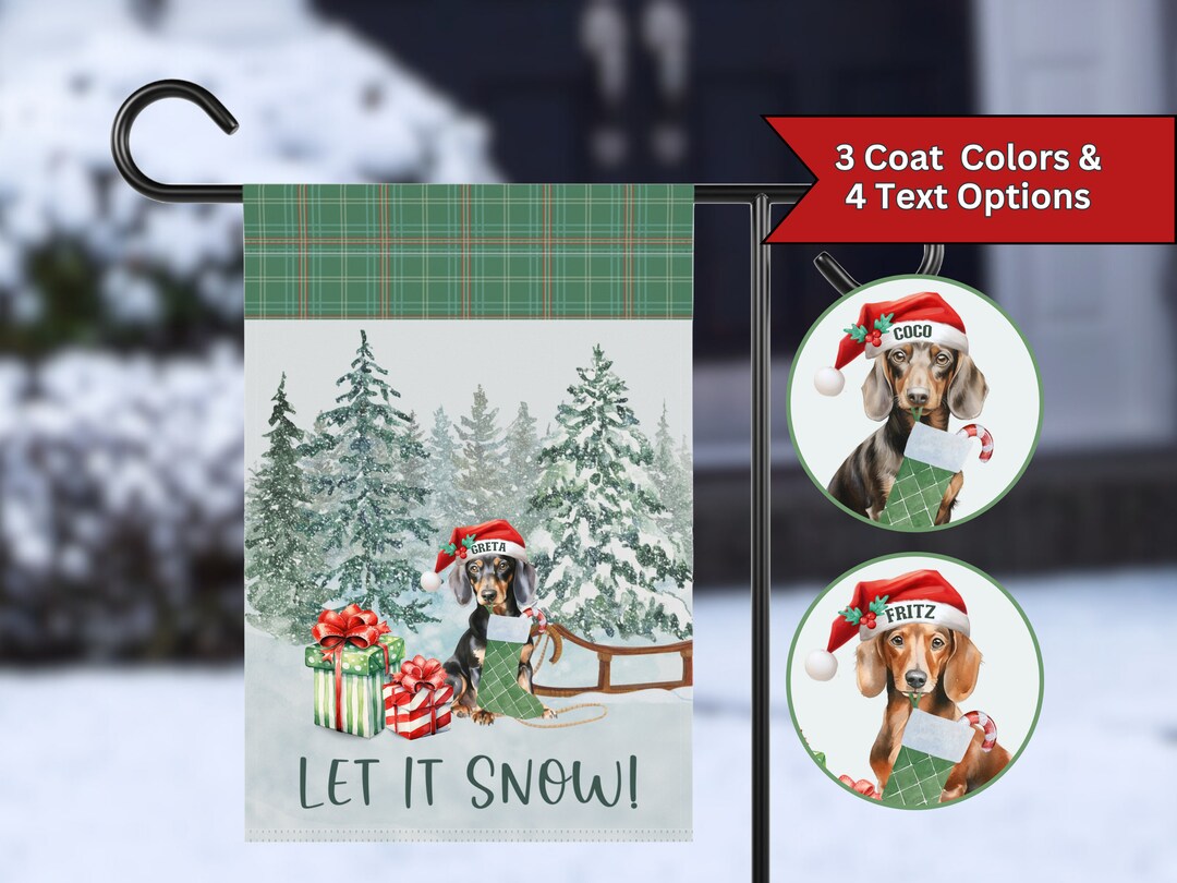 Custom Dachshund Christmas Garden Flag, Dachshund Lover Winter Holiday ...
