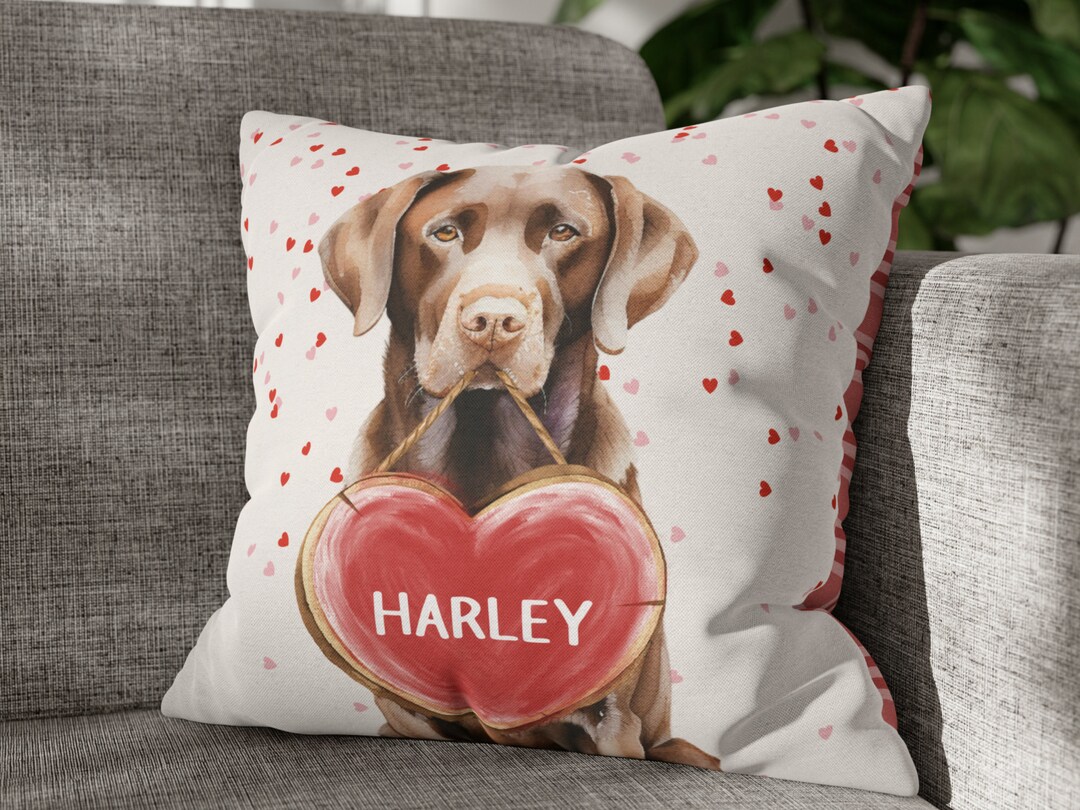 Personalized Chocolate Lab Valentine Pillow - Dog Mom Gift for Labrador ...