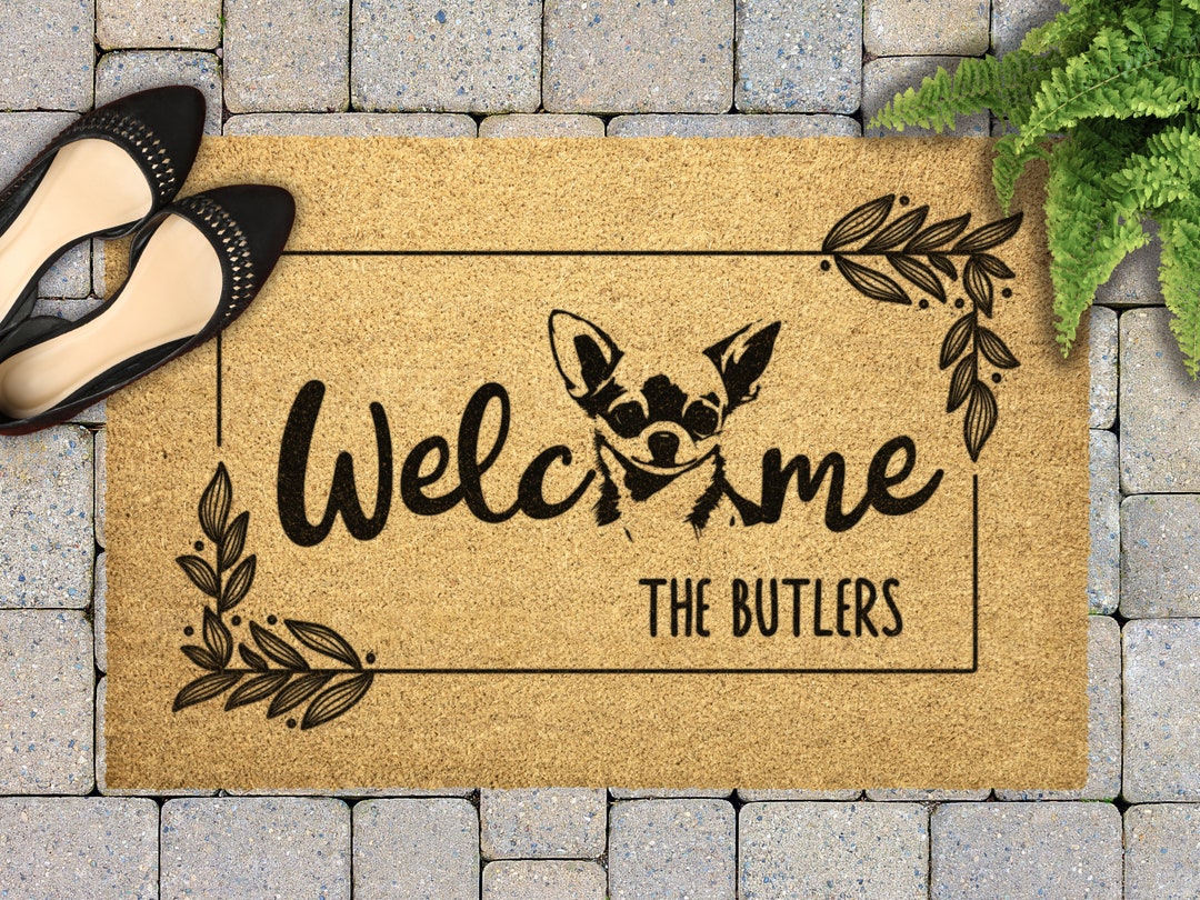 Personalized Chihuahua Doormat W/ Name or Quote, Custom Dog Welcome Mat ...