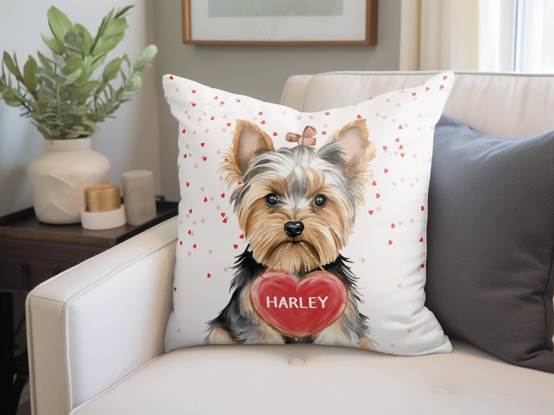 Personalized Yorkie Dog Pillow - Custom Dog Mom Gift for Yorkie Lover ...