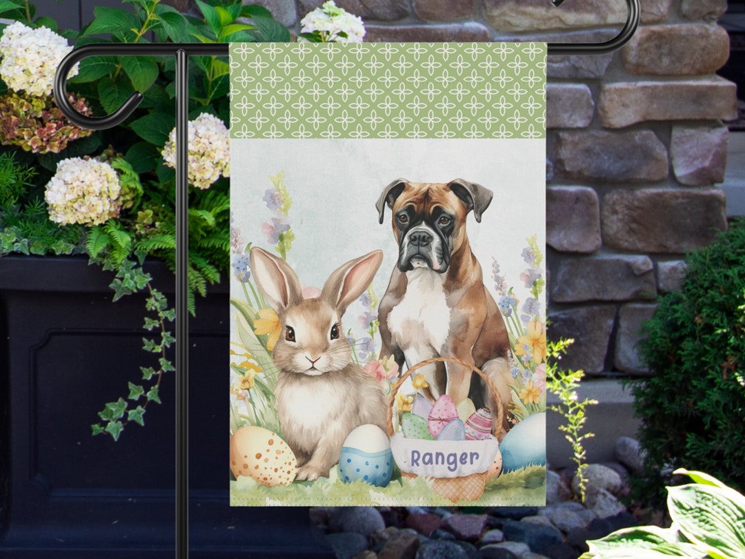 Personalized Boxer Dog Easter Garden Flag, Spring Home Decor for ...