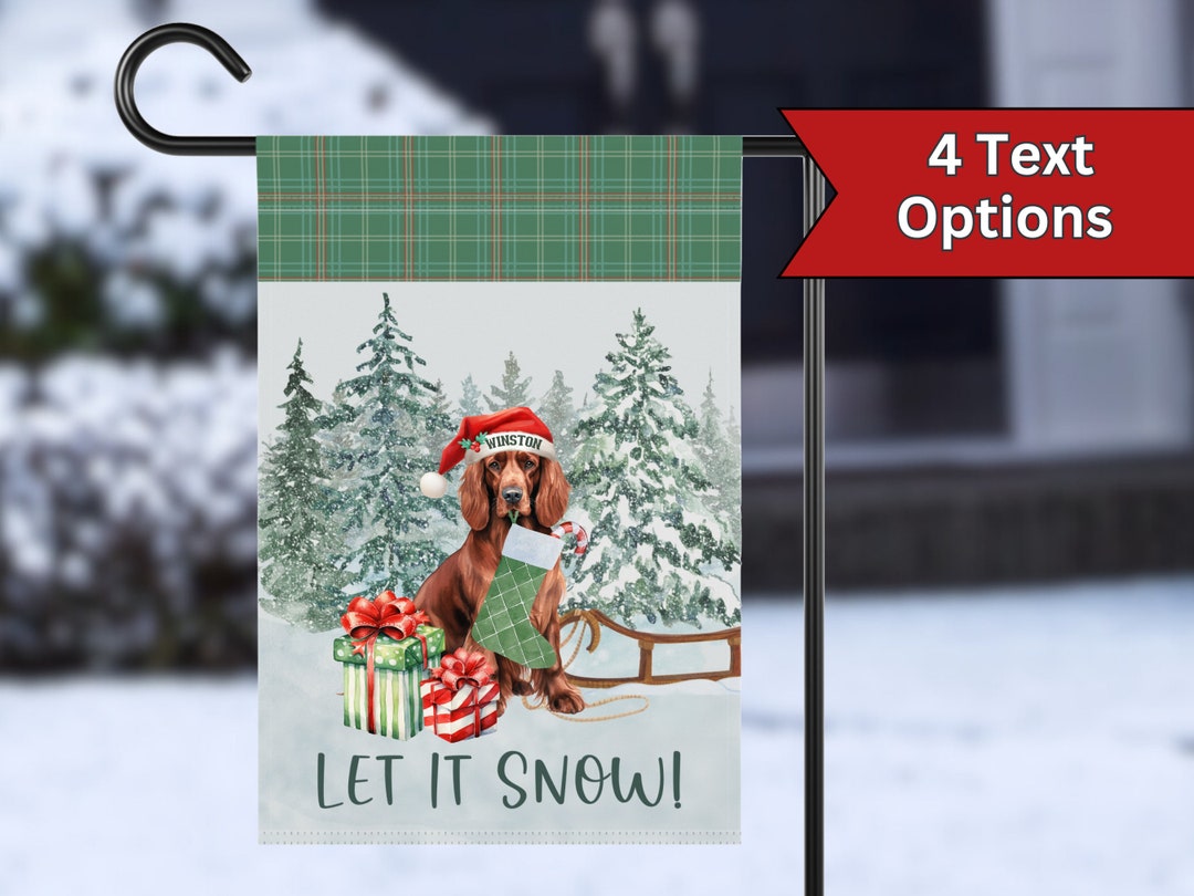 Custom Irish Setter Garden Flag, Dog Lover Winter Holiday Yard Decor ...