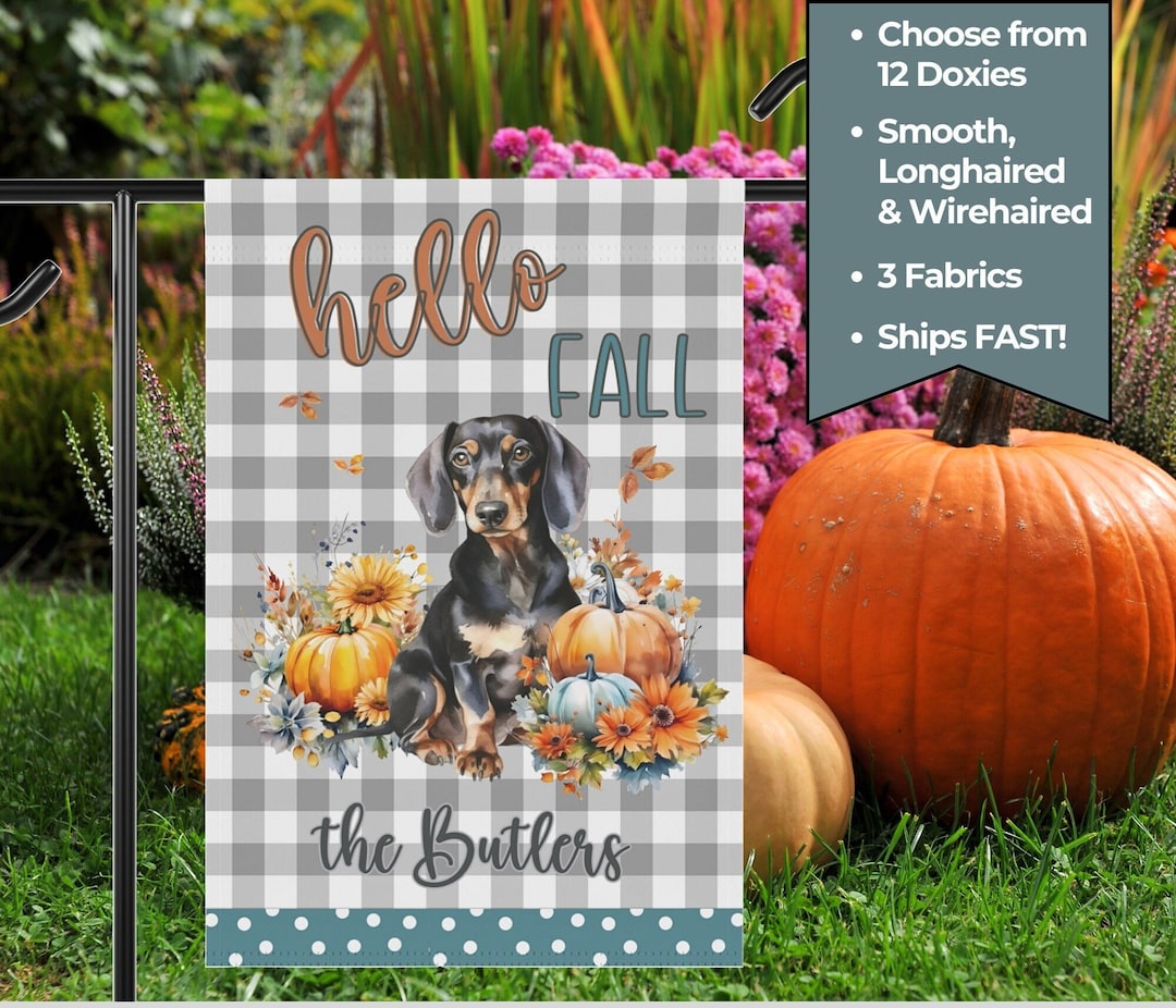 Custom Dachshund Garden Flag for Fall, Double Sided Yard Flag ...