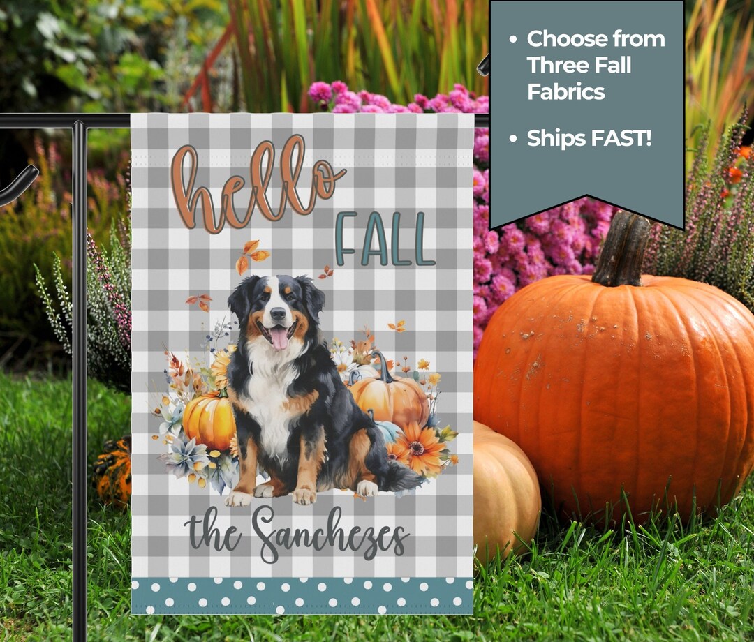 Bernese Mountain Dog Custom Fall Garden Flag, Personalized Berner Owner ...