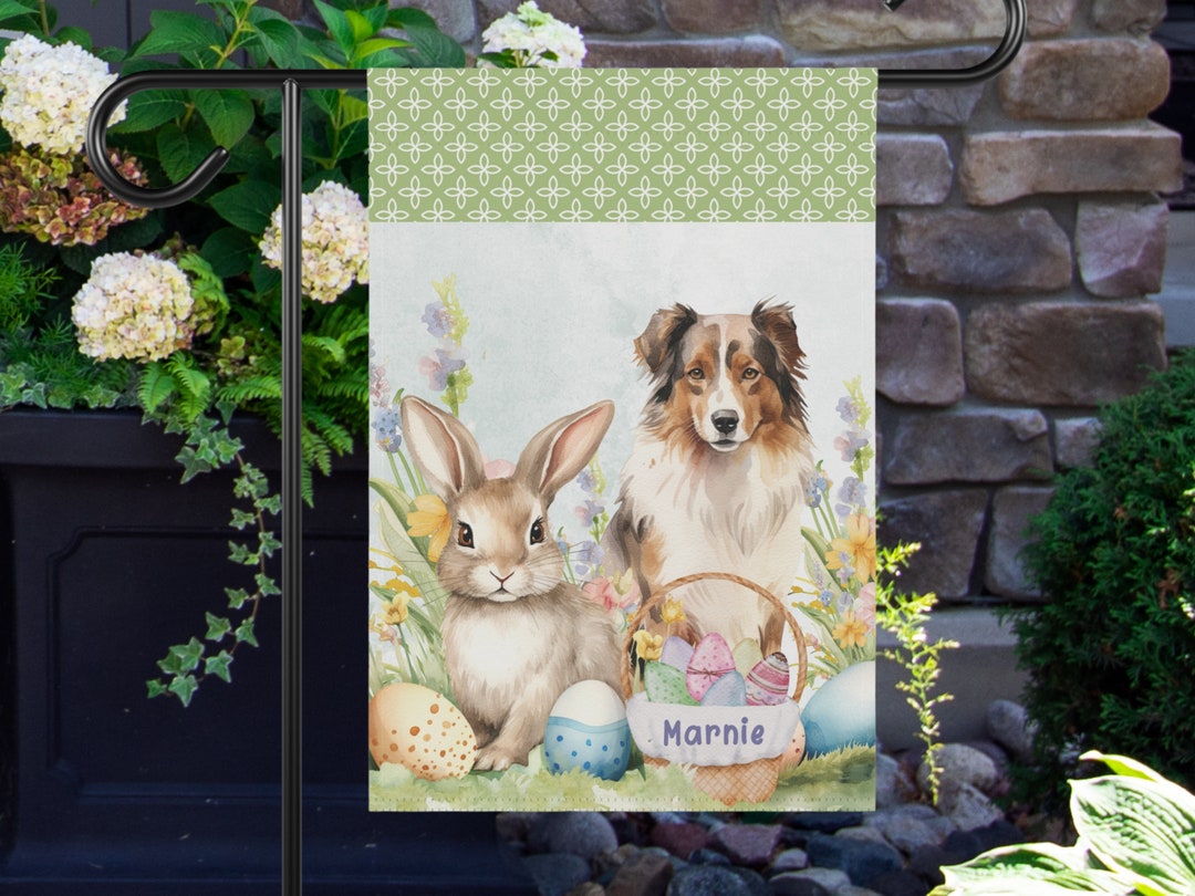 Personalized Australian Shepherd Easter Garden Flag, Spring Home Decor ...