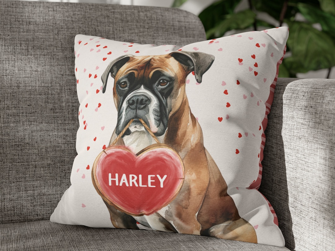 Personalized Boxer Dog Pillow, Custom Dog Mom Valentine Gift ...