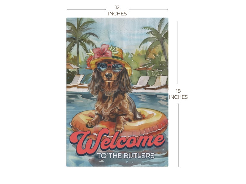 Longhaired Dachshund Garden Flag - Personalized Welcome Banner for Pool ...