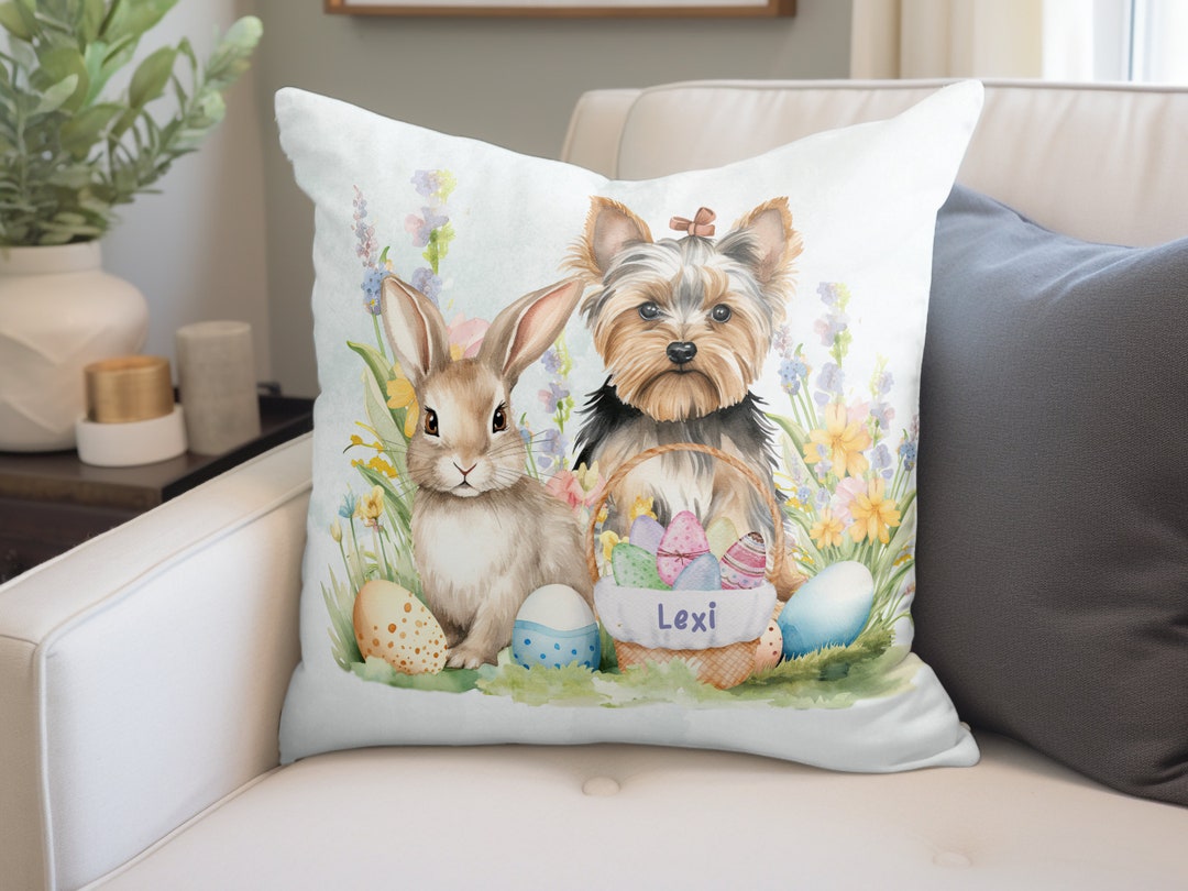 Personalized Yorkie Easter Pillow - Spring Home Decor for Yorkie Lovers ...