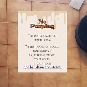 No Pooping PRINTABLE Poster Sign Wall Art Notice Decor Office Work ...
