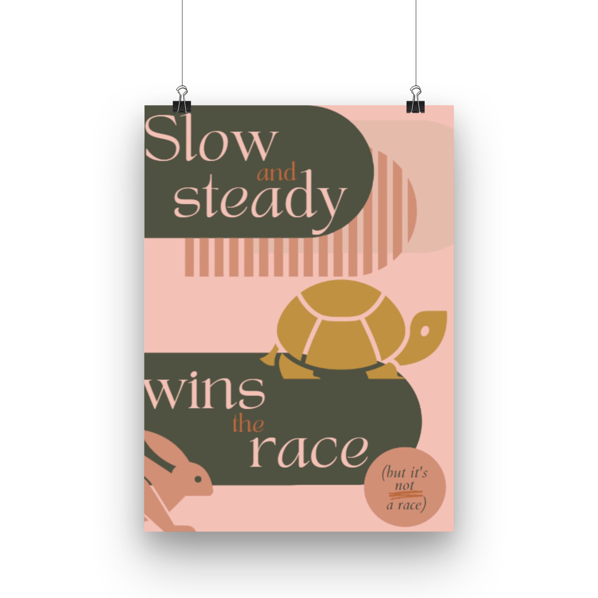 Motivational Boho Quote PRINTABLE Wall Art Slow and Steady Tortoise and ...