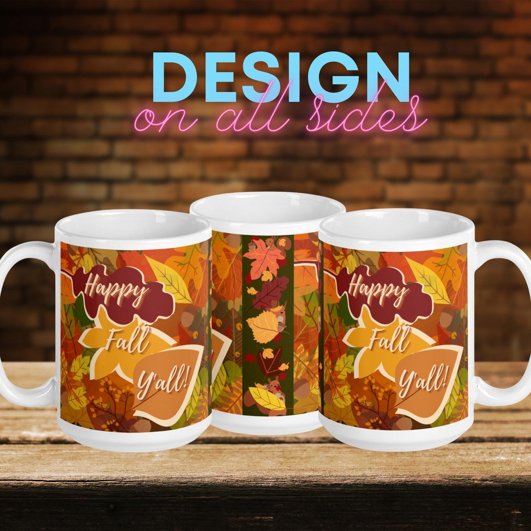 Happy Fall Y'all Mug Autumn Leaves Coffee Cup Hidden - Etsy