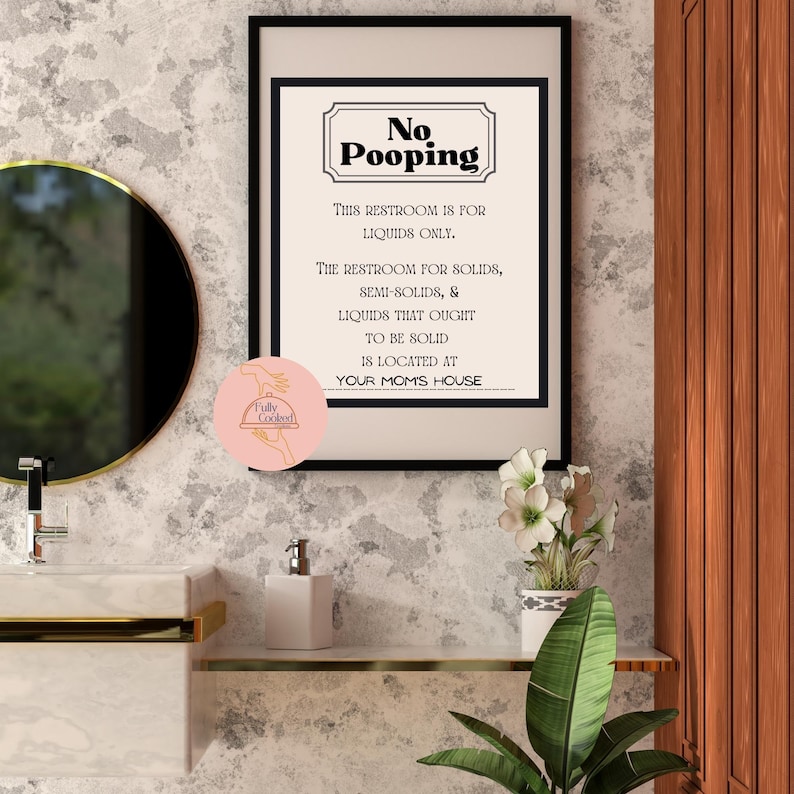 No Pooping PRINTABLE Poster Sign Wall Art Notice Decor Office Work ...