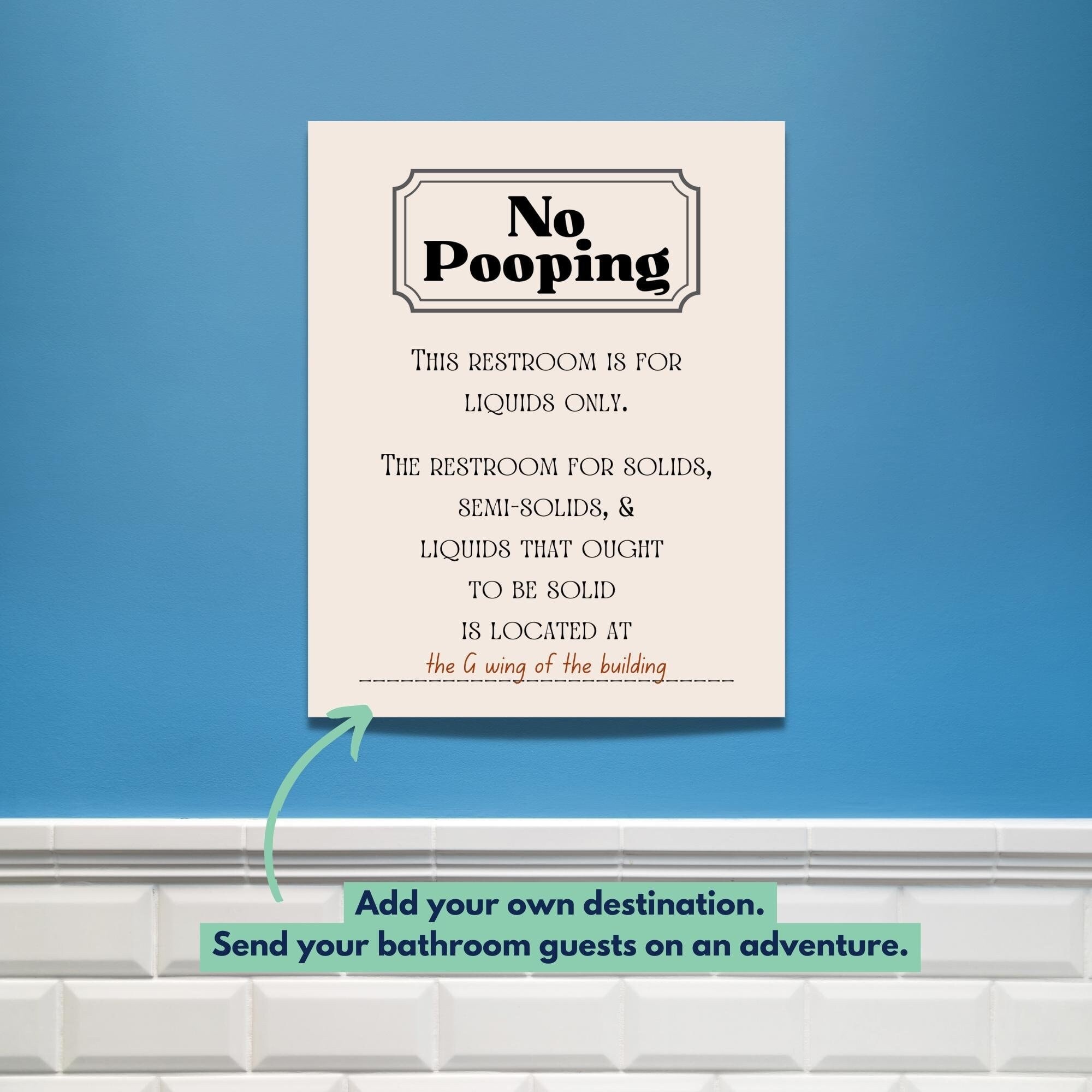 No Pooping PRINTABLE Poster Sign Wall Art Notice Decor Office Work ...